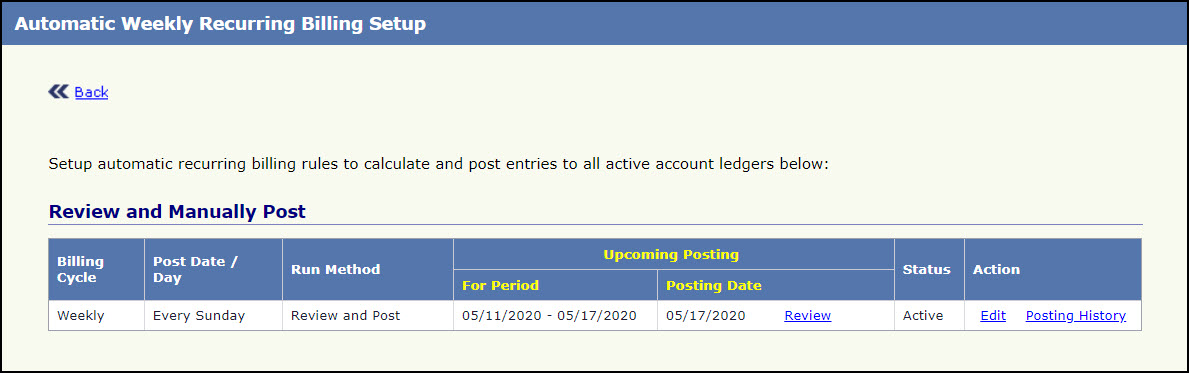 Automatic Weekly Recurring Billing Setup